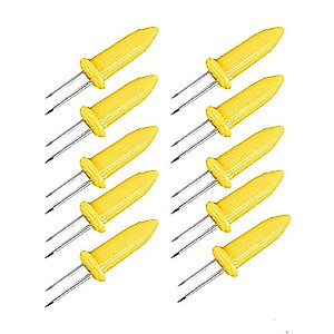 Fashionclub Corn on The Cob Holders Skewers BBQ Twin Prong Sweetcorn Holder Fork Kitchen Tool Pack of 10