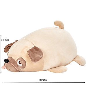 Cute Plush Tired Brown Bulldog Toy, Soft Hugging Pillow for Kids