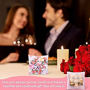 400 Pcs Valentine Cookie Bags Self Adhesive Clear Cellophane Bags Goody Bags Treat Bags Candy Favor Bags Resealable Heart Bags for Valentines Day Party Favors, 4 x 4 Inch