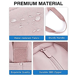 BAGSMART Tote Bag for Women, Foldable Tote Bag With Zipper Large Shoulder Bag Top Handle Handbag for Travel, Work (Pink)