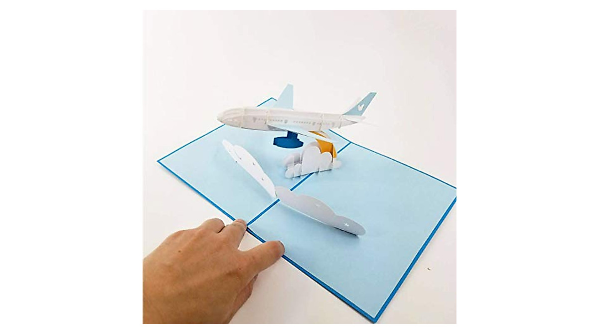 Jet Airplane Pop Up Card - Unique 3D Greeting for Travelers & Celebrations