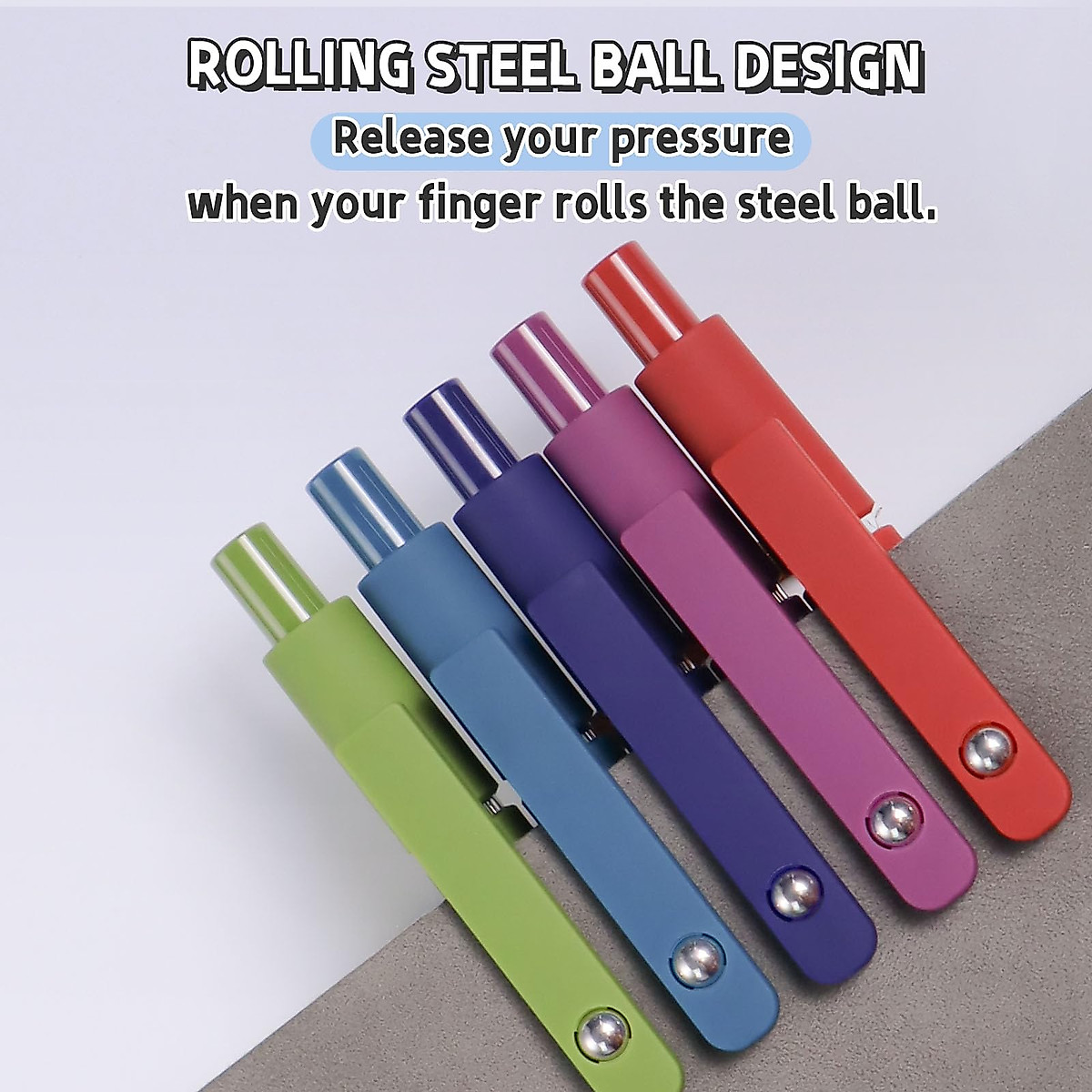 UIXJODO Gel Pens, 5 Pcs 0.5mm Black Ink Pens Fine Point Smooth Writing Pens with Silicone Grip, High-End Series Metal Clip Retractable Pens for Journaling Note Taking (Vintage)