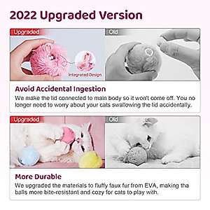 Potaroma Chirping Cat Toys Balls with SilverVine Catnip, 2022 Upgraded, 3 Pack Fluffy Interactive Cat Kicker, 3 Lifelike Animal Sounds, Kitty Kitten Catnip Exercise Toys