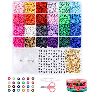 Greentime Clay Beads, 4500pcs Flat Round Spacer Clay Beads Heishi Beads for Bracelets Jewelry Making Kit Earring DIY Crafts for Holiday Gift (24Color 6mm)