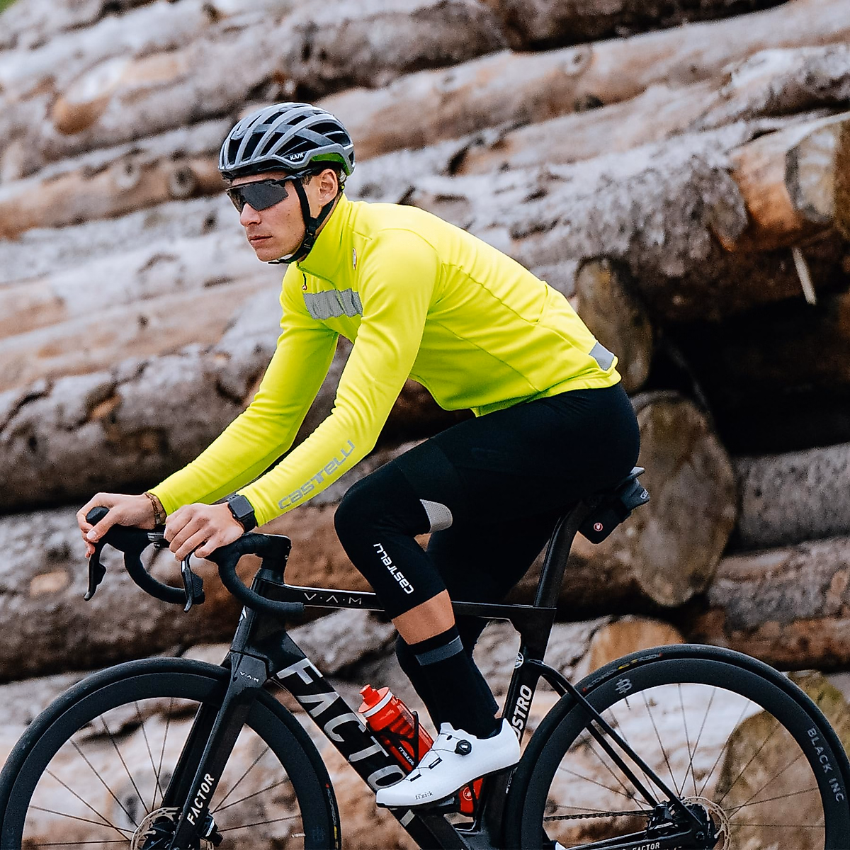 Castelli Men's Puro 3 Jersey FZ, Fleece Insulated Long Sleeve Zip Up with High Collar for Road and Gravel Biking I Cycling - Light Black/Silver Reflex - Medium