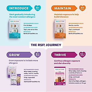 Ready, Set, Food! Organic Baby Oatmeal Cereal | Banana Apple | Organic Baby Food with 9 Top Allergens: Peanut, Egg, Milk, Cashew, Almond, Walnut, Sesame, Soy & Wheat | Unsweetened | Fortified with Iron | 15 Servings