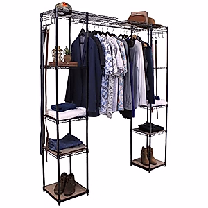 MonsterRax Expandable Clothing Rack - Garment Rack Storage, Wardrobe Clothes Organizer, Steel Clothing Racks, Shoes and Clothing Organizer, Adjustable Garment Racks for Hanging Clothes - 14" x 72"