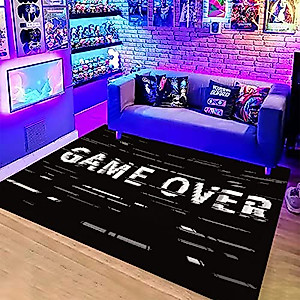 LUCKYLEI Large Game Area Rugs 3D Gamer Carpet Decor Game Printed Living Room Mat Bedroom Controller Player Boys Gifts Home Non-Slip Crystal Floor Polyester Mat 63x94inch