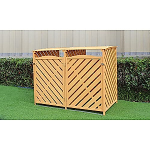 Hanover Outdoor 4.9 ft. x 4 ft. Wooden Trash Bin and Recyclables Storage Shed Natural