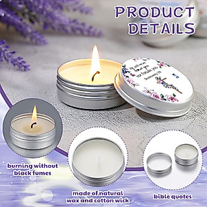 Threlaco 36 Set Bible Verse Scented Candle Tins with Lids Floral Christian Bible Gifts 1 oz Small Scripture Candle for Women Bridal Shower Birthday Wedding Party Favors, 6 Scents(Cross)