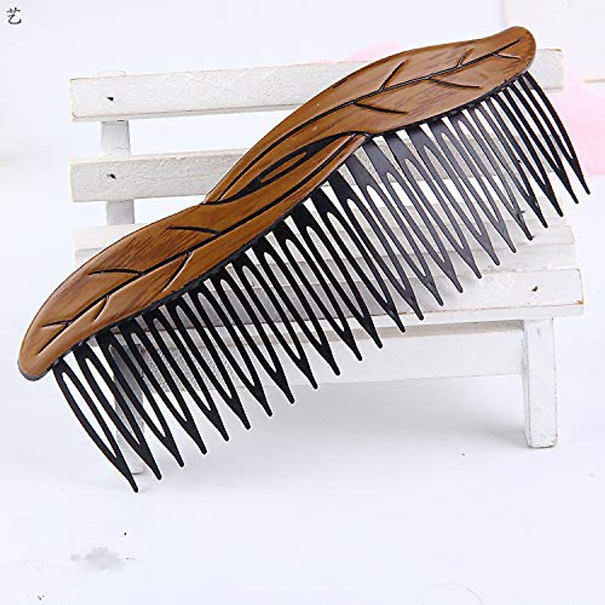ShungFun Women Hair Side Comb Retro Wooden Hair Comb Pin Clips Hair Fork Pigtail Holders for Hair Styling Accessories