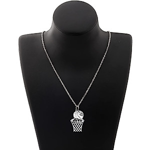 BNQL Basketball Lovers Gifts Necklace Basketball Hoop Sports Pendant Necklace Sports Jewelry Gifts for Men Boy Women