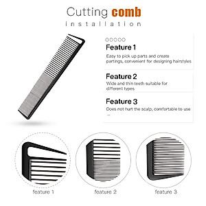3 Pieces Rat Tail Comb Carbon Fiber Teasing Combs Parting Braids Comb Stainless Steel Pintail Comb Barber Styling Combs for Women Men Fine Teeth Salon Hairdressing Hair Care Tools