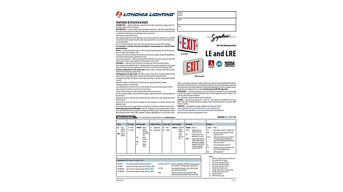 Lithonia LED Emergency Exit Sign - Energy Efficient Aluminum Light