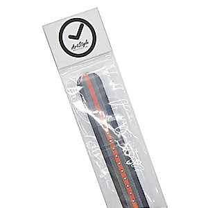 ArtStyle Watch Band with Colorful Nylon Material Strap and Heavy Duty Brushed Buckle (Black/Grey/Orange, 20mm)