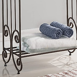 Kings Brand Furniture Pewter Metal Towel Racks for Bathroom with Shelf - 3 Long, Sturdy, Versatile & Modern Towel Rack with Storage Shelf Perfect for Laundry Room, Kitchen Area & Bathroom Towel Rack