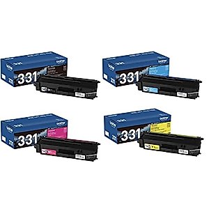 Brother TN-331BK TN-331C TN-331M TN-331Y DCP-L8400 L8450 HL-L8250 L8350 MFC-L8600 L8650 L8850 Toner Cartridge Set (Black Cyan Magenta Yellow, 4-Pack) in Retail Packaging