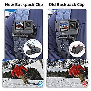 SUREWO 360° Rotation Backpack Strap Mount Quick Clip Mount Compatible with GoPro Hero 11,10,9,8,7,6,5,4,Fusion,DJI Osmo Action 3/2,AKASO,Campark,Crosstour Action Cameras