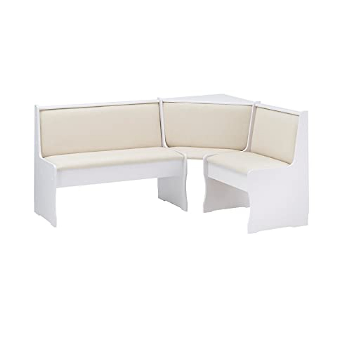 Riverbay Furniture Wood Storage Nook Kitchen Dining Breakfast Set in White and Beige
