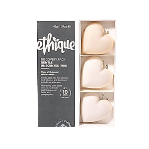 Ethique Unscented Gift Set- Face Cleanser, Body Cleanser & Deodorant, Gifts for women - Plastic-Free, Vegan, Cruelty-Free, Eco-Friendly, 3 Travel Bars, 1.59 oz (Pack of 1)