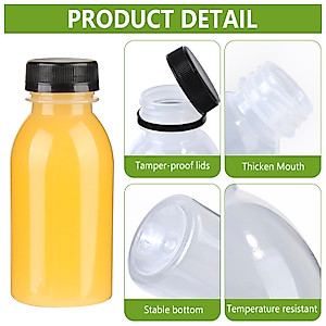 zmybcpack 12 Pack 8oz PP Heat-Resistant Plastic Juice Bottles With Caps-Plastic Smoothie Bottles-Reusable Bulk Beverage Containers with Lids For Juice, Beverage(Dishwasher Safe)