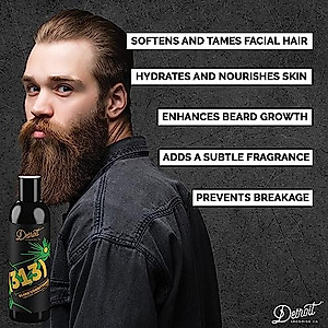 Detroit Grooming Co. Beard Conditioner for Men with Argan Oi l& Cocoa Seed Butter - Softener, Detangler, Hydrating Conditioner & Face Moisturizer-Toasted Vanilla and Amber - 313-8oz