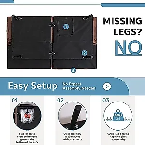 wOod-it Futon Sofa Bed, Memory Foam Foldable Couch Convertible Loveseat Sleeper Daybed with Adjustable Armrests for Small Space, Compact Living Room, Studio, Office, Apartment (Dark Gray)