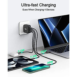 100W USB C Wall Charger, PD 3.0 PPS 4-Port GaN Super Fast Charger Type C Charging Station Foldable Power Adapter Travel Charger Block for MacBook Pro Air, iPhone 13, iPad Samsung Pixel Lenovo HP Dell