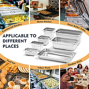 FUSON 4 Pack 1/2 Size 2 1/2 Inch Deep Anti Jam Steam Table Pan, NSF, Commercial 18/8 Stainless Steam Pan, Restaurant, Hotel
