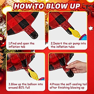 6 Pieces Buffalo Plaid Lumberjack Party Balloons 18 Inches Gingham Mylar Balloons Black and Red Plaid Party Balloons for Christmas Birthday Baby Shower Holiday Decoration