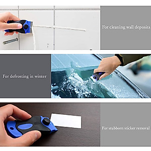 2PACK Razor Blade Scraper Tool with 30Pcs Stainless Steel Blades for Glass Stovetops Cooktop Ceramic Metal Tape Paint Glue Stickers Removal Tool Window Spatula Decal Quickly Remover without Scratch