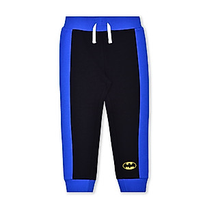 DC Comics Boys’ Batman and Superman T-Shirt and Jogger Set for Toddler and Little Kids – Blue/Navy or Grey/Blue/Black