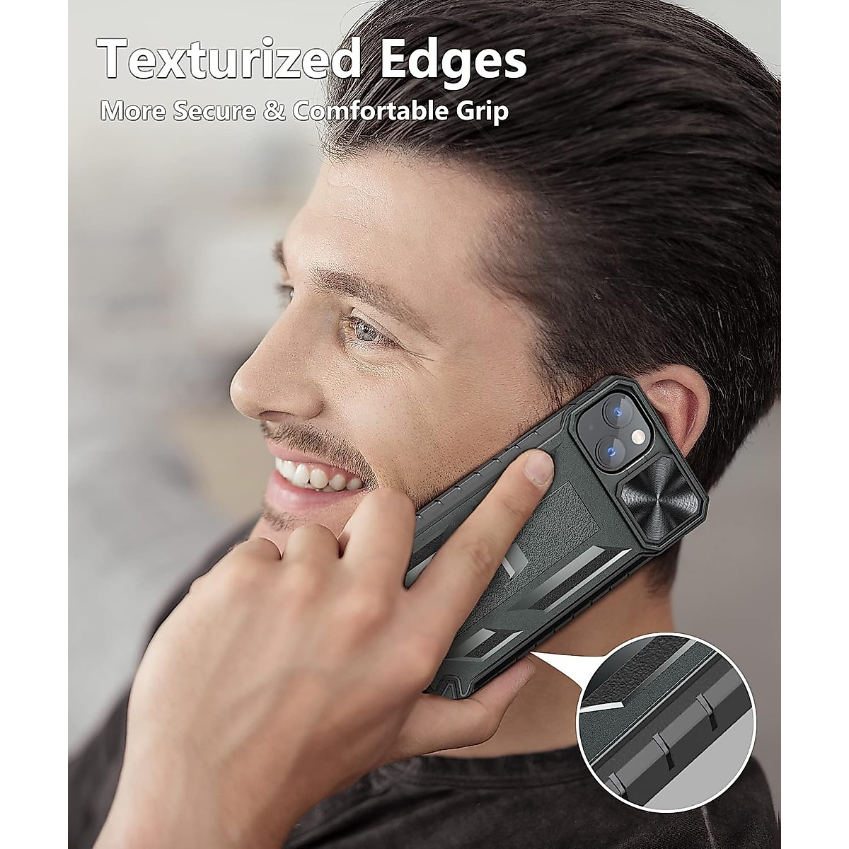 SOiOS for iPhone 13 iPhone14 Case with Stand: iPhone 13 iPhone14 Cover with Kickstand | Shockproof Military Grade Protective Cell Phone Case | TPU Durable Rugged Bumper Textured Matte Hybrid Design