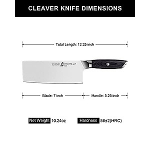 TUO Cleaver Knife, 7 inch Chinese Cleaver Vegetable Meat Cleaver Knife, High Carbon Stainless Steel Chopping Knife with Ergonomic