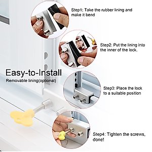 Window Locks, 4 Sets Sliding Security Window Lock with Key for Vertical & Horizontal Sliding Windows & Sliding Doors, Adjustable Window Locks Security Window Stoppers for Patio Bedroom Home and Office