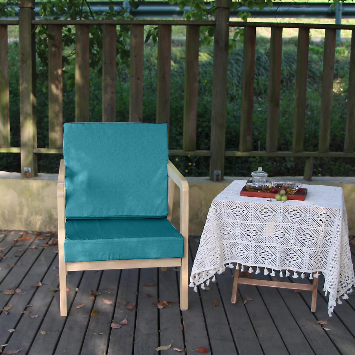 youngseahome Patio Seat Cushion Covers,Washable Slip Covers Replacement,Waterproof Outdoor Furniture Chair Cushion Pillow Seat Cover for Couch,Garden,Sofa,Teal,22"×22"×4"(4 Covers Only)