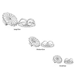 14k White Gold Earring Back Replacement Secure and Comfortable with Ear Locking Tension Grip Tight Nut (Large)