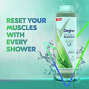 Degree Body Wash and Soak Post-Workout Recovery Skincare Routine Exfoliating Tea Tree + Epsom Salt + Electrolytes Bath and Body Product, 22 Fl Oz (Pack of 4)