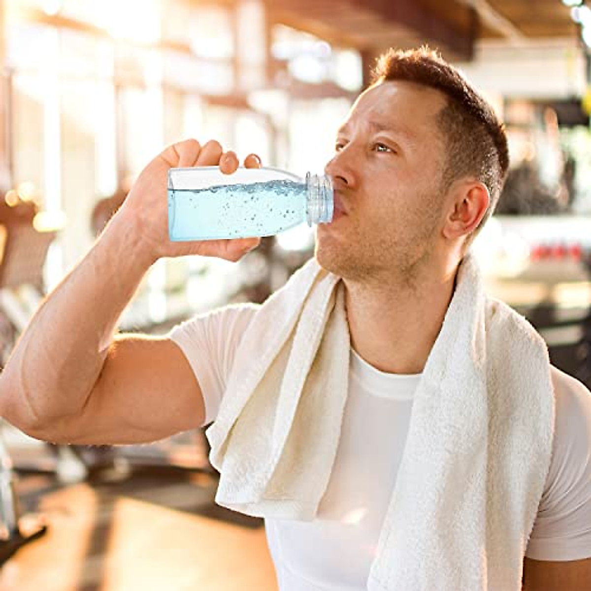 BallHull 4 OZ Plastic Juice Bottles with White lid, Reusable Clear Bulk Beverage Containers for Juice, Milk and Other Homemade Beverages, 6 Pcs.