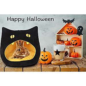 LyssKMK Cat Halloween Bed Rabbit Halloween Bed Cave Rabbit Sleeping Bed Bunny Guinea Pig Warm House Small Pet Winter Hideout for Kitten Rabbit Dwarf Bunny Ferret Chinchilla Hedgehog