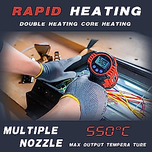 IRONFIST Heat Gun Cordless for Milwaukee M18 Battery, Welding Hot Air Gun with Digital Display 2-Temp Setting & 6 Gear Wind Speed Adjustable with Storage bag & 5 Nozzles (Battery NOT Included)