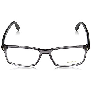 TOM FORD Men's TF 5408 Rectangular Eyeglasses 56mm, Transp. Grey, Grey Horn Effect Temples, Shiny Pall, 56/16/145