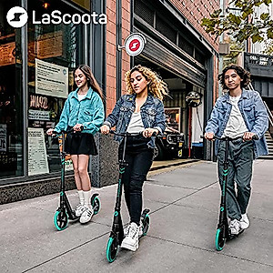 LaScoota Kick Scooter for Adults & Teens. Perfect for Youth 12 Years and Up and Men & Women Lightweight Foldable Adult Scooter with Large 8” Wheels 220lbs