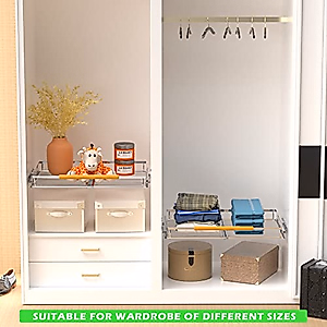 SOFRON Pull Out Drawer Cabinet Organizers, Expandable Heavy Duty Slide Out Storage Shelf for Home Kitchen Pantry Cupboard Pots Pans, Adjustable Width from 16.3" to 26.3", Stainless Steel 1 Pack