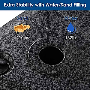 Tangkula Wheeled Weight Base, for Universal Patio Cantilever Offset Umbrella, 210 lbs Sand and 132 lbs Water Refillable Design, Mobile Umbrella Stand with Grooves and Pre-Install Cross Base (Black)