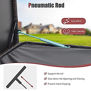 Giantex Outdoor Wicker Storage Box - 50 Gallon PE Rattan Storage Container with Lid, Waterproof Liner, Universal Wheels, Deck Storage for Pillows, Cushions, Gardening Tools, Mix Brown