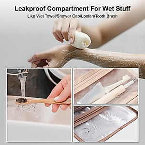 Everfun Hanging Travel Toiletry Bag for Women Traveling With Leakproof Compartment Makeup Cosmetic Organizer Dopp Kit Travel Accessories Essentials Must Have