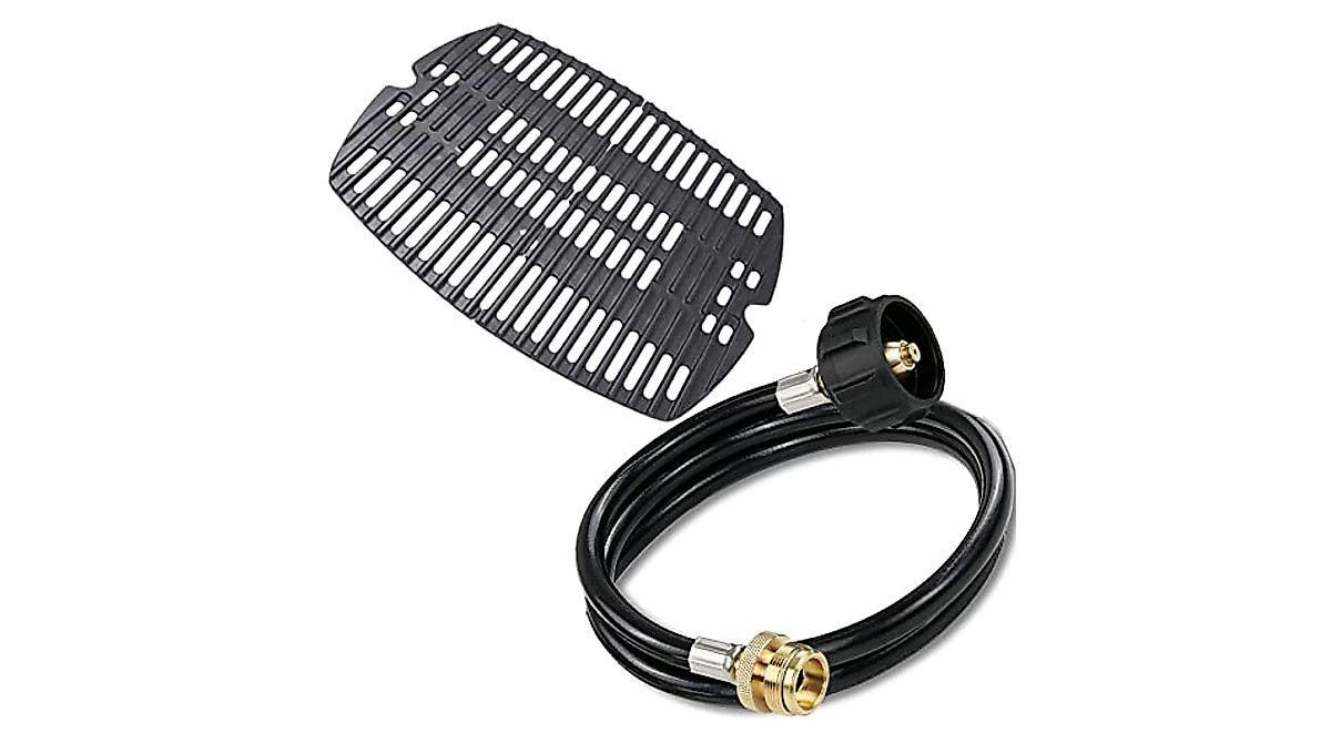 Uniflasy Cast Iron Grates & Hose Adapter for Gas Grills