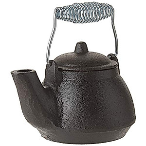 Old Mountain 10179 Cast Iron Mini Tea Kettle with Silver Handle, 1.5 Cups, Black, Iron