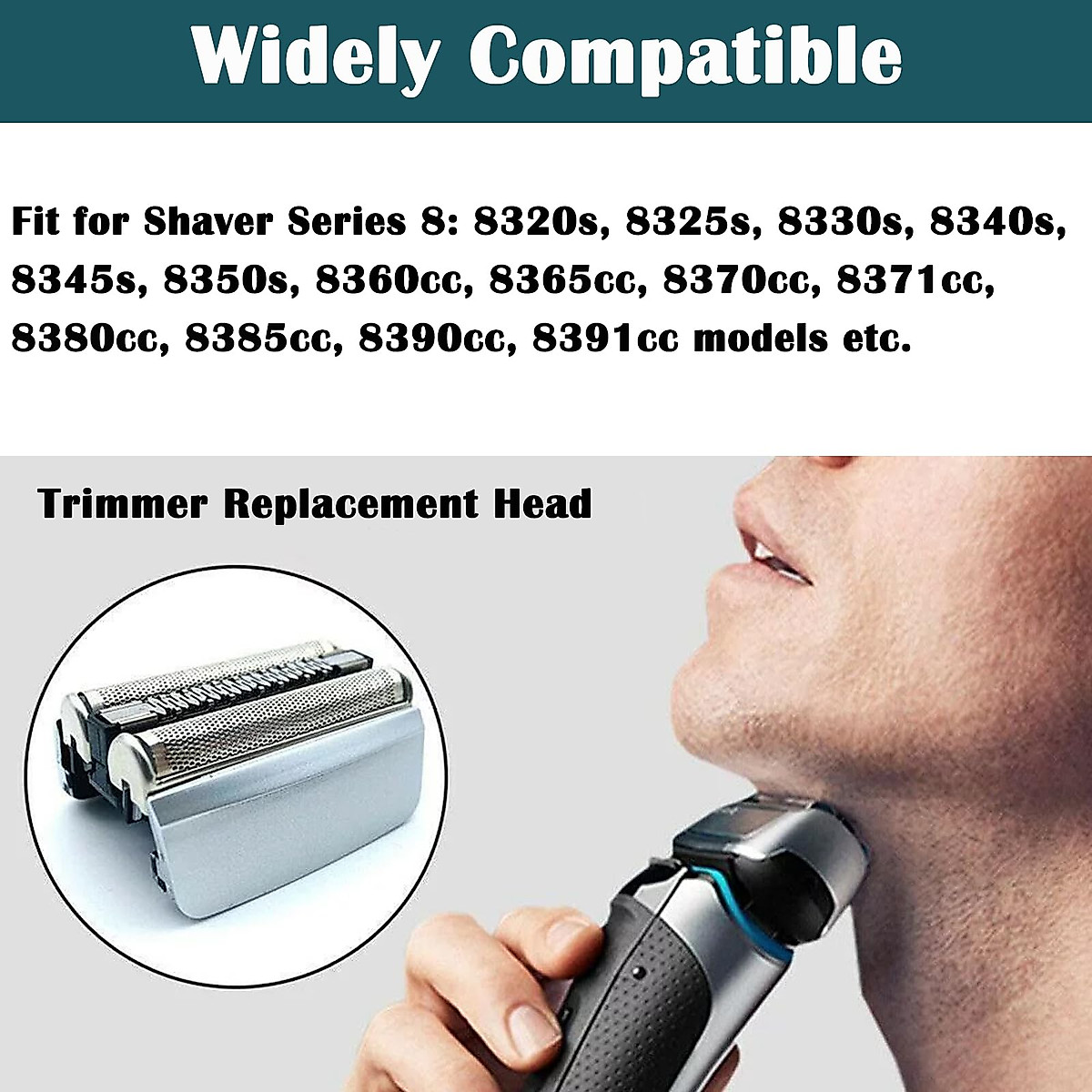Suleto Series 8 83M Replacement Head Compatible with Braun Electric Shaver, 83M Series 8 Razor Head Replacement Shaving Blades Foil & Cutter Cassette for 8370cc, 8350s, 8320s, 8325s, 8340s, 8345s